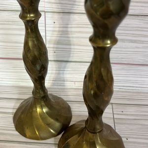 Vintage | Accents | Vintage Brass India Candlesticks Pair Two Patina ...